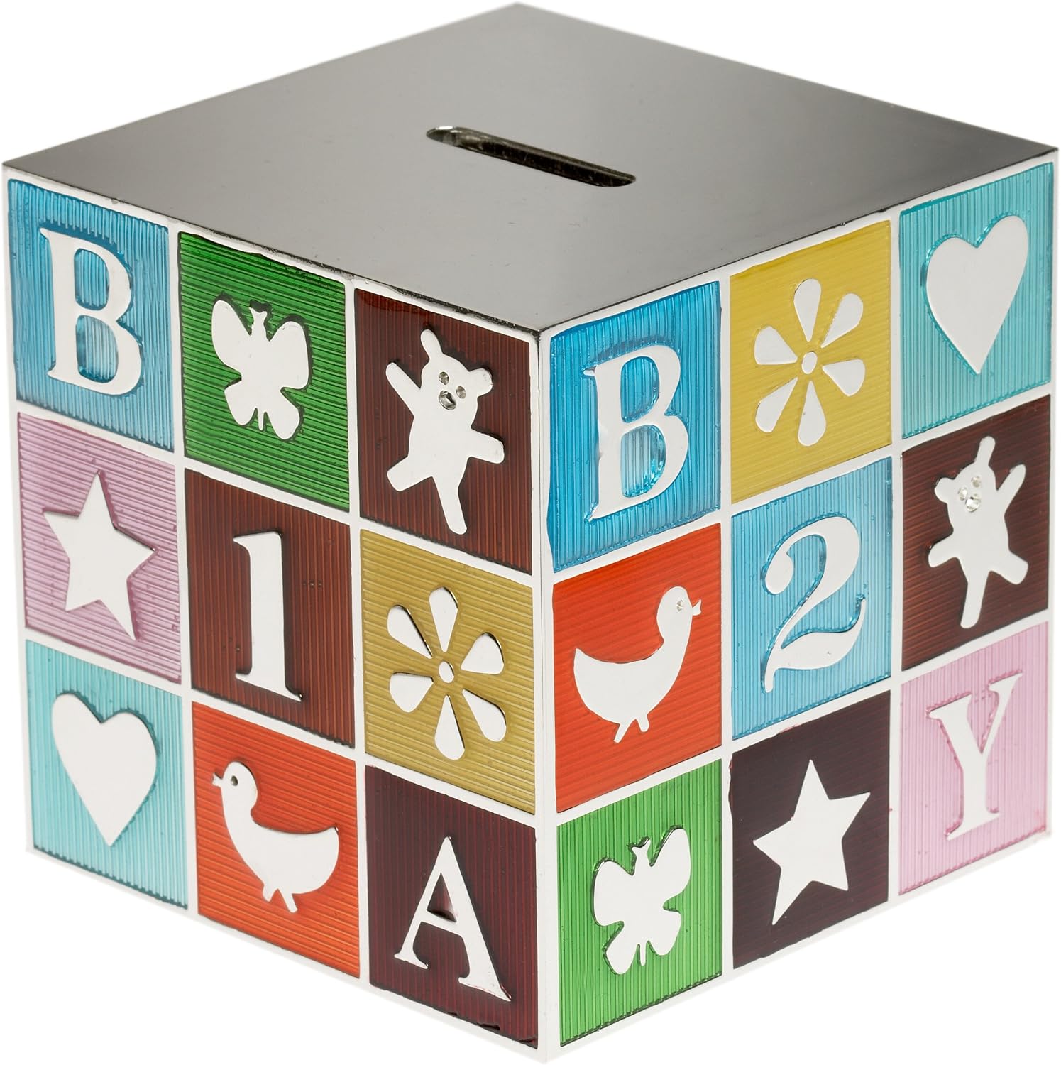 Amazon.com: Godinger Colored Silver Plated Block Baby Bank : Toys & Games