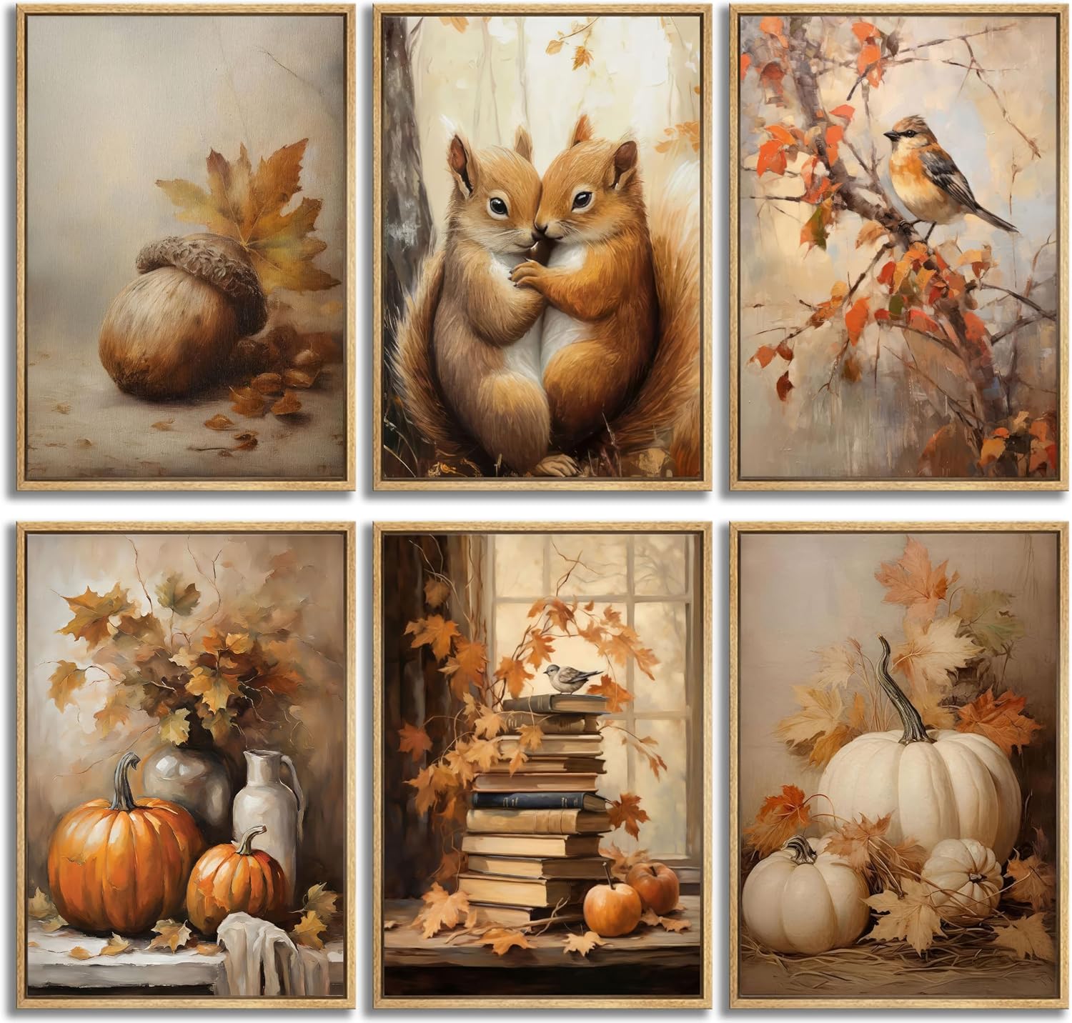 Amazon.com: Bexzeak 6PCS Vintage Fall Scenery Nature Fall Leaf Canvas ...