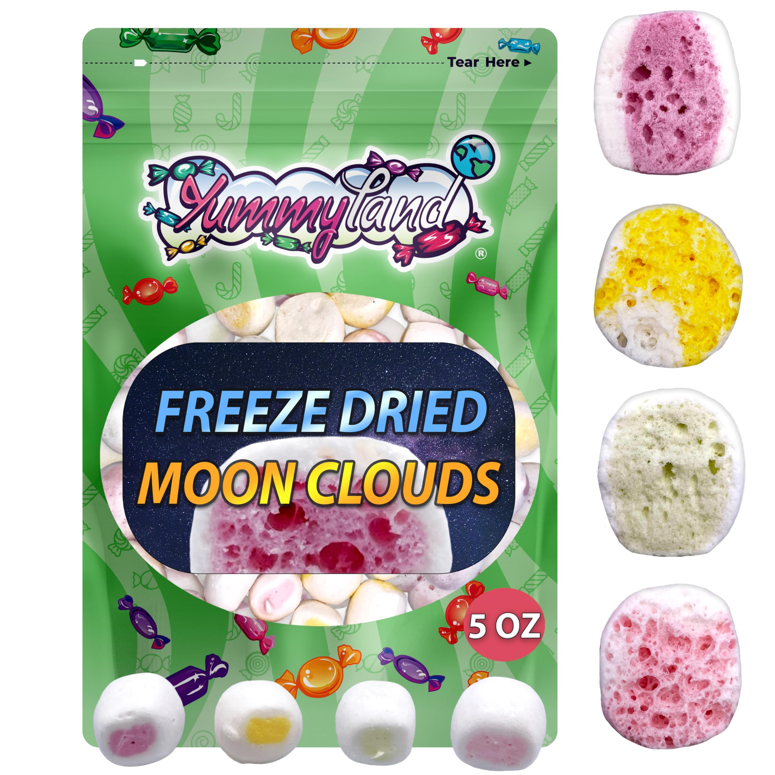 Amazon.com : Freeze Dried Candy Moon Clouds - 5 OZ | Premium Crunchy ...