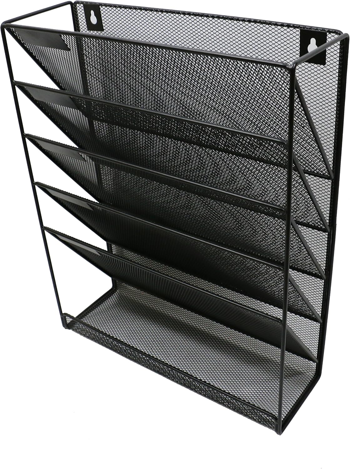 Wall File Mesh Organizer - 5 Pockets - Hanging Letter & Document Holder ...