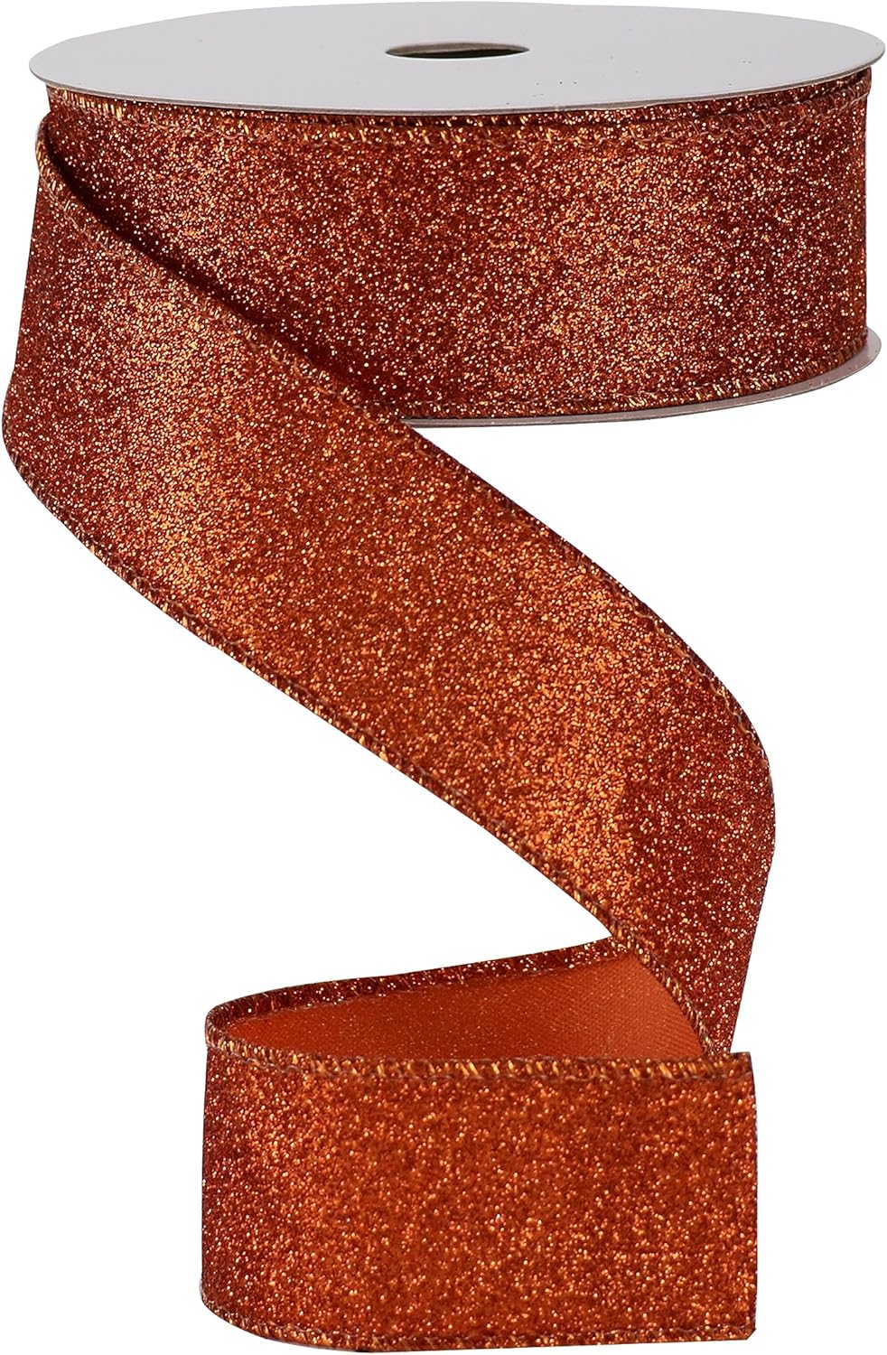 Amazon.com: MAYREEL Copper Ribbon Wired 1.5 Inch Orange Glitter Wired ...