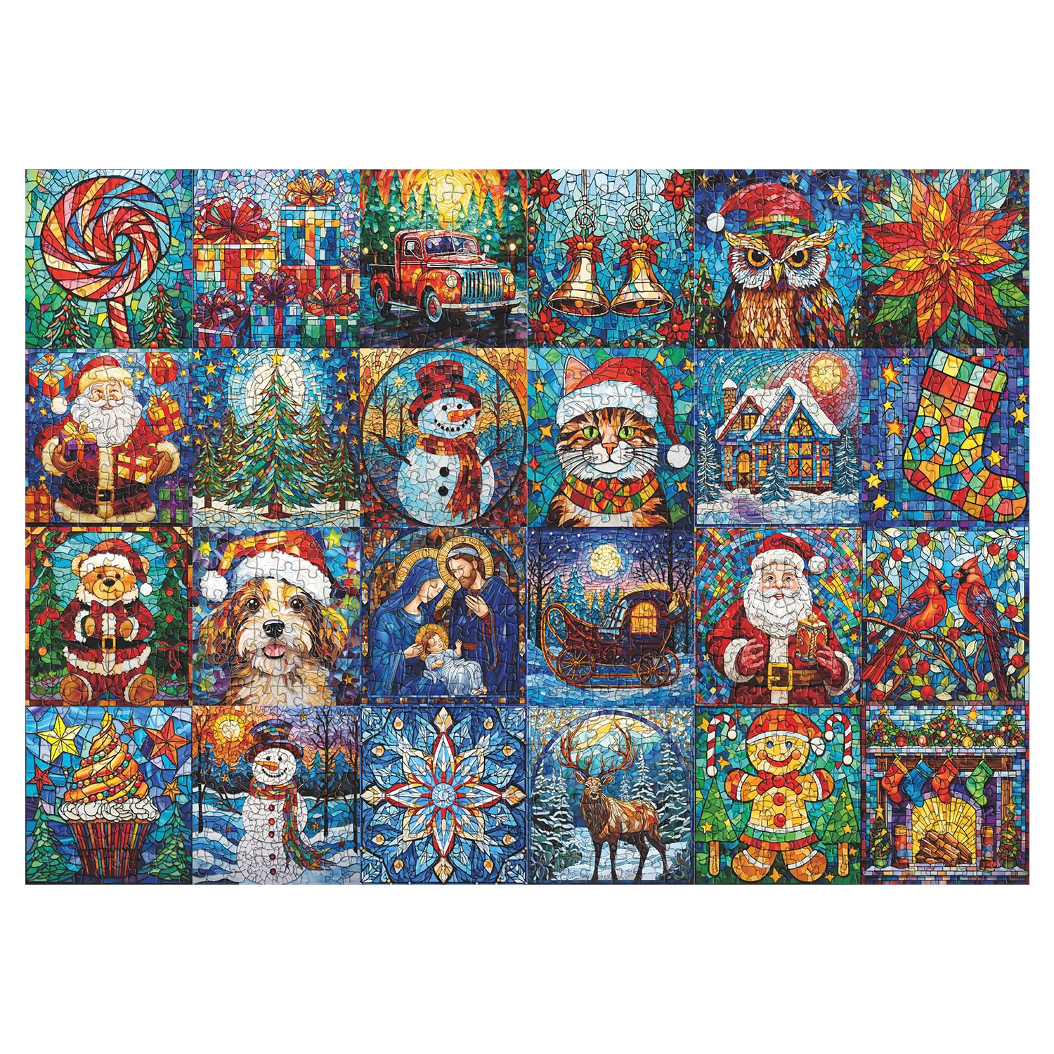 Amazon.com: Stained Glass Christmas Puzzles for Adults 1000 Pieces ...