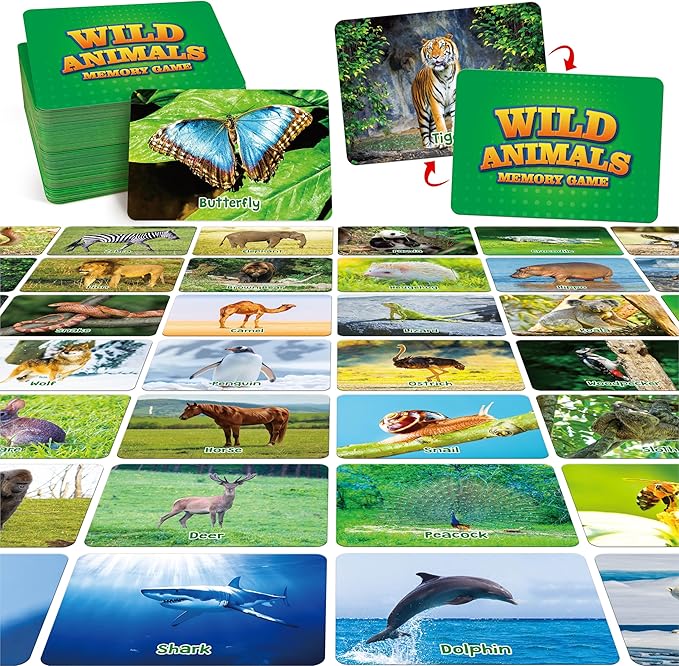 Amazon.com: Hebayy Wild Animal Matching Game, 80 PCS Realistic Animal ...