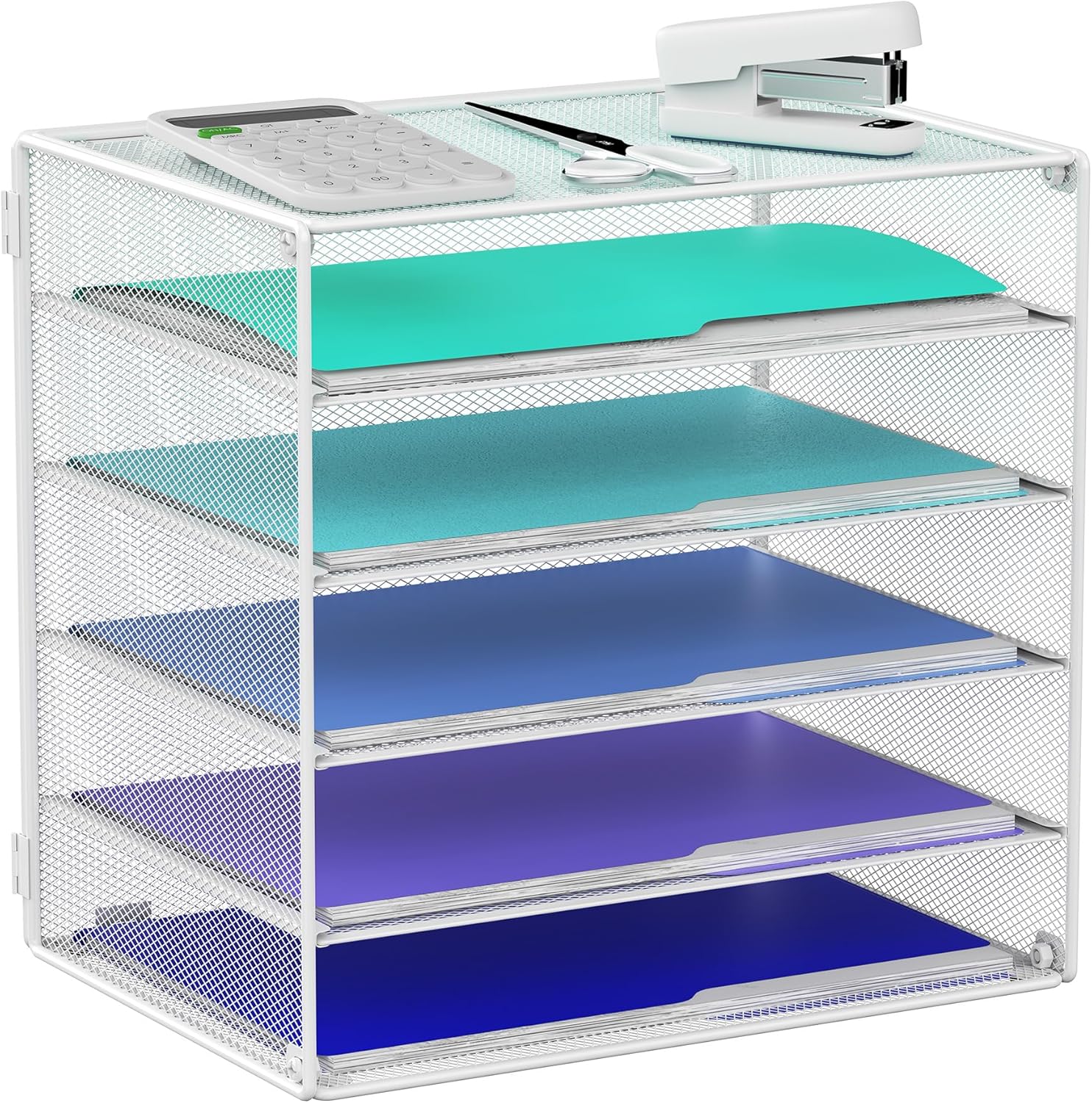 Amazon.com : MINDEPOT 6 Tier Desk Organizer Paper Tray, Metal File ...
