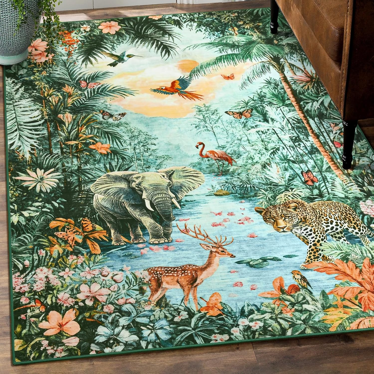 Amazon.com: Amearea Jungle Print Small Area Rug for Living Room, Soft ...