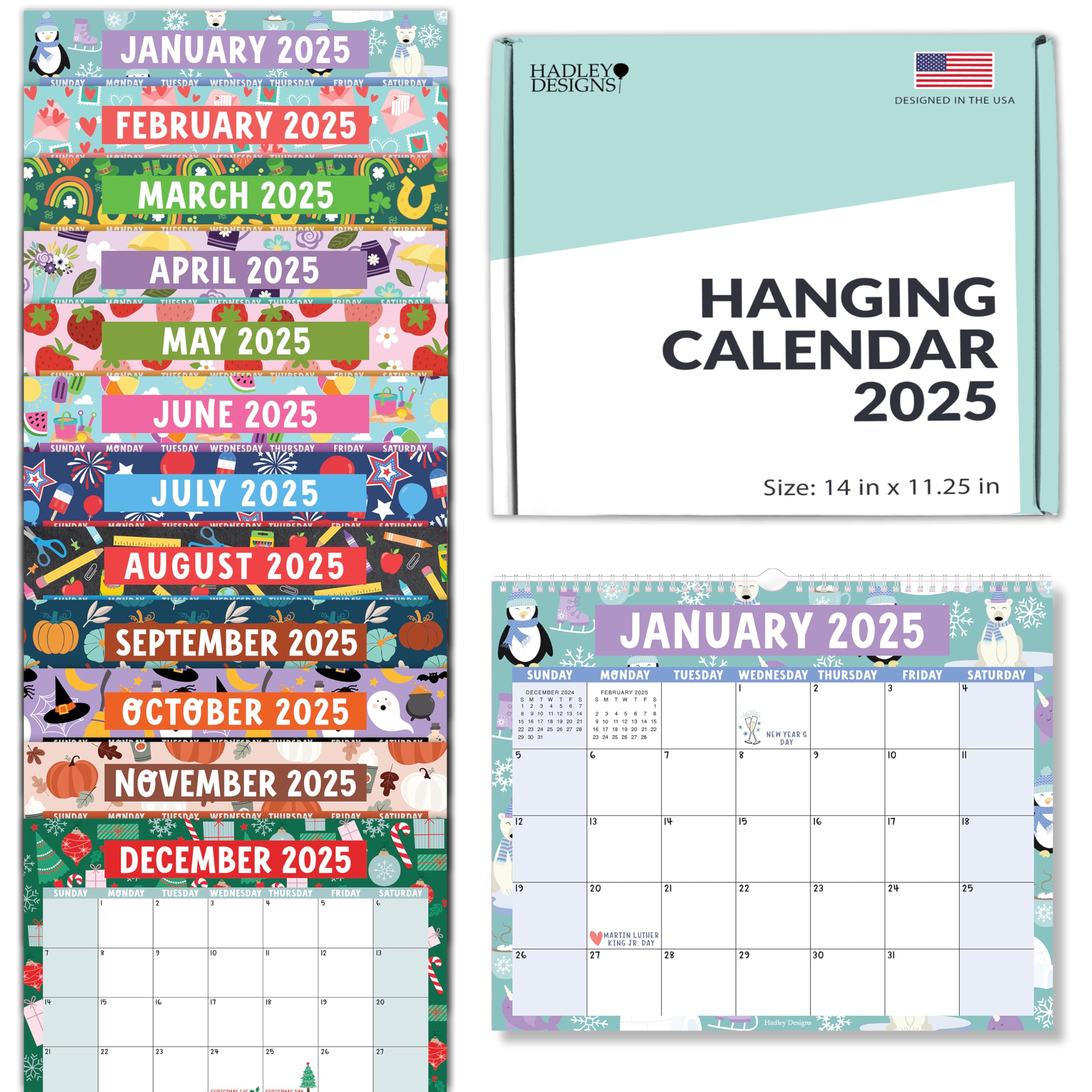 Buy 2025 Wall - Monthly Hanging Wall 2025-2026, 11" x 14", Spiral Bound ...