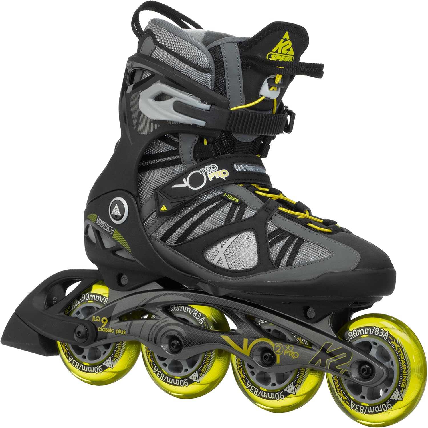 Amazon.com : K2 Skate Men's VO2 90 Pro Inline Skates, Gunmetal/Yellow ...