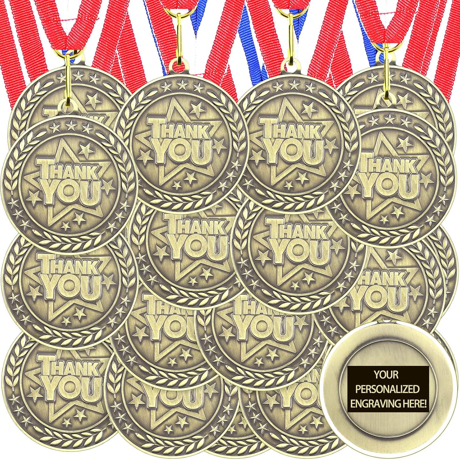 Amazon.com : Equsion 24 Pcs Thank You Award Medals Bulk with Neck ...