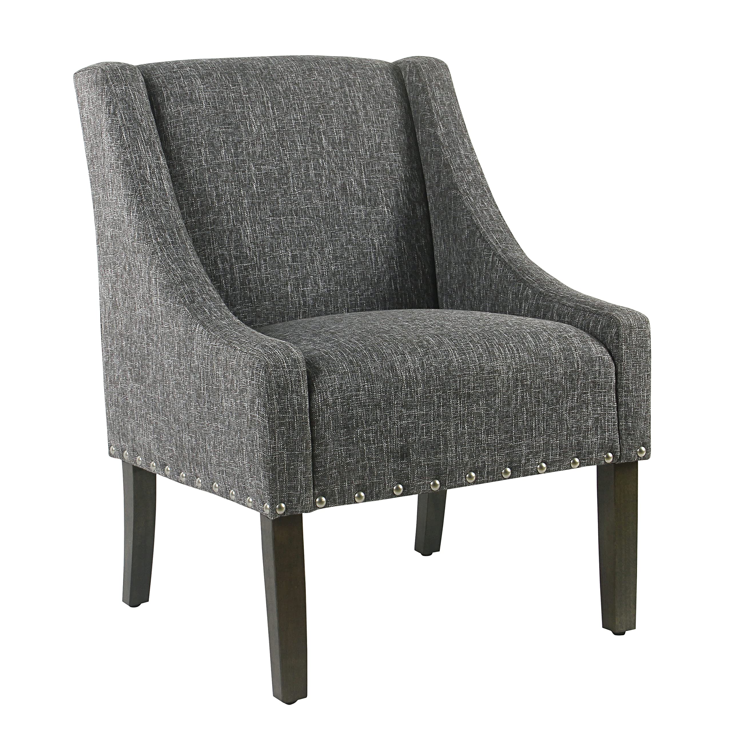 Amazon.com: HomePop Modern Swoop Accent Chair with Nailhead Trim ...
