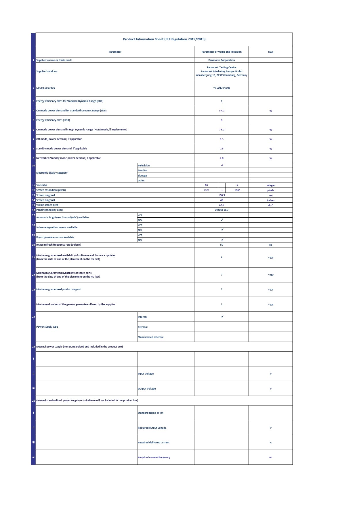 Panasonic TX-32MS360B, 32 Inch Full HD LED Smart TV, High Dynamic Range ...