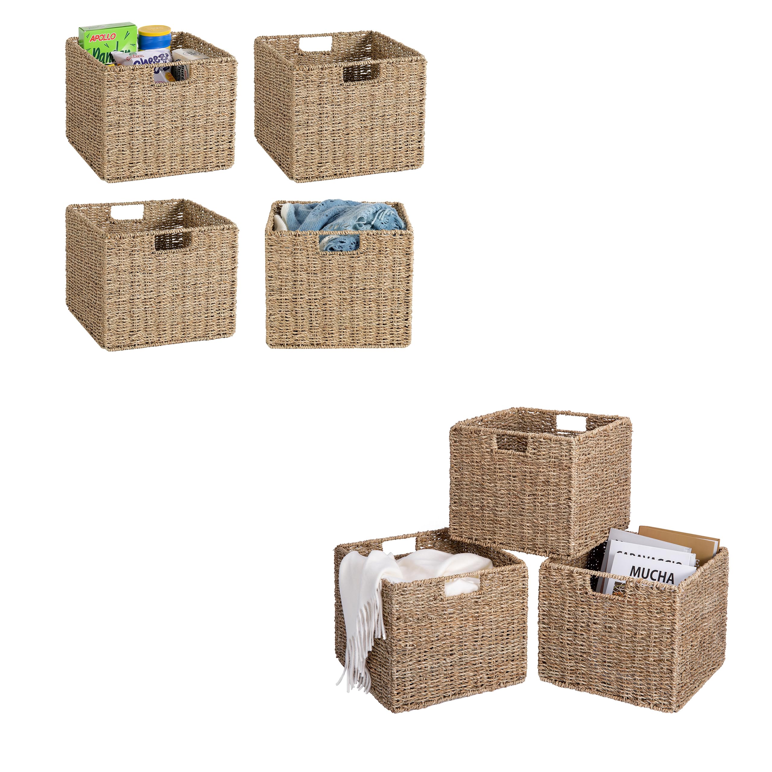 Amazon.com: 12x12x10in Baskets 4pack + 12x12x10in Baskets 3pack : Home ...