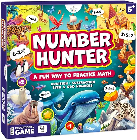 Amazon.com: Clever Fox Play Number Hunter Math Board Game – Addition ...
