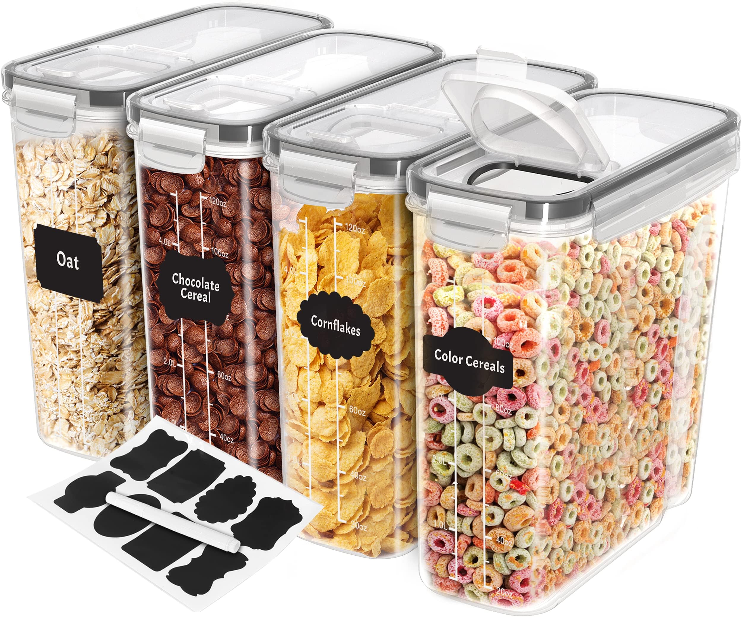 Simply Gourmet Cereal Containers Storage Set - 3 Airtight Dry Food Bins ...