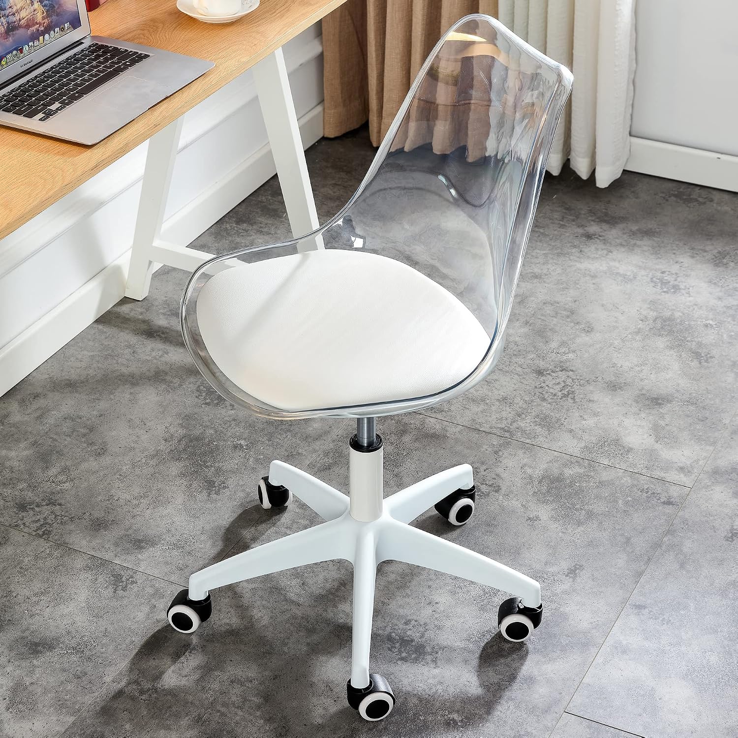 Amazon.com: AISYKOD Clear Desk Chair, Plastic Home Office Chair ...
