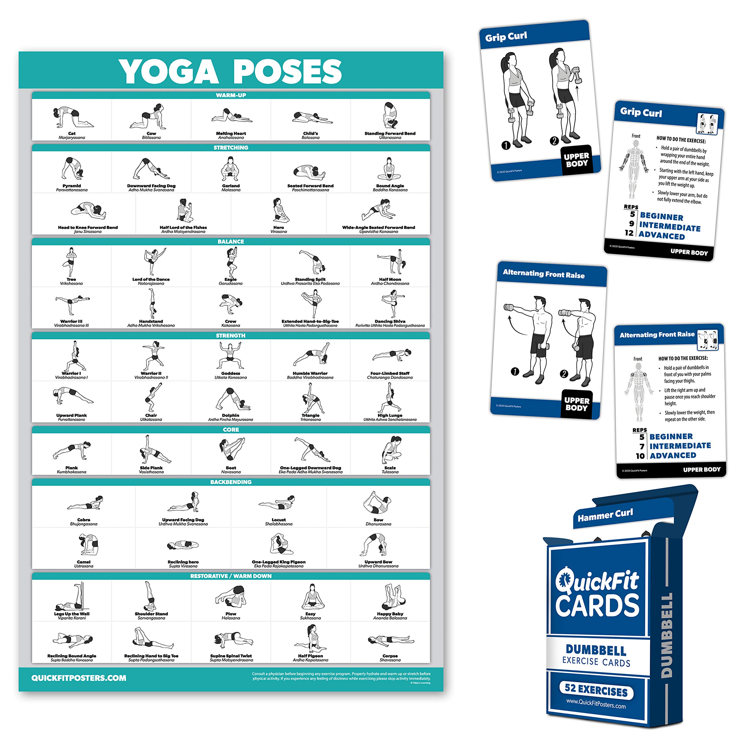 Buy Palace Learning 2 Pack: Yoga Poses Laminated + Dumbbell Exercise ...