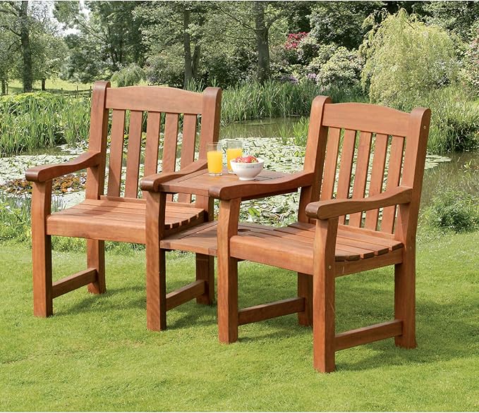 Wooden Garden Companion Seat Bench - Heavy Duty in Solid Hardwood ...