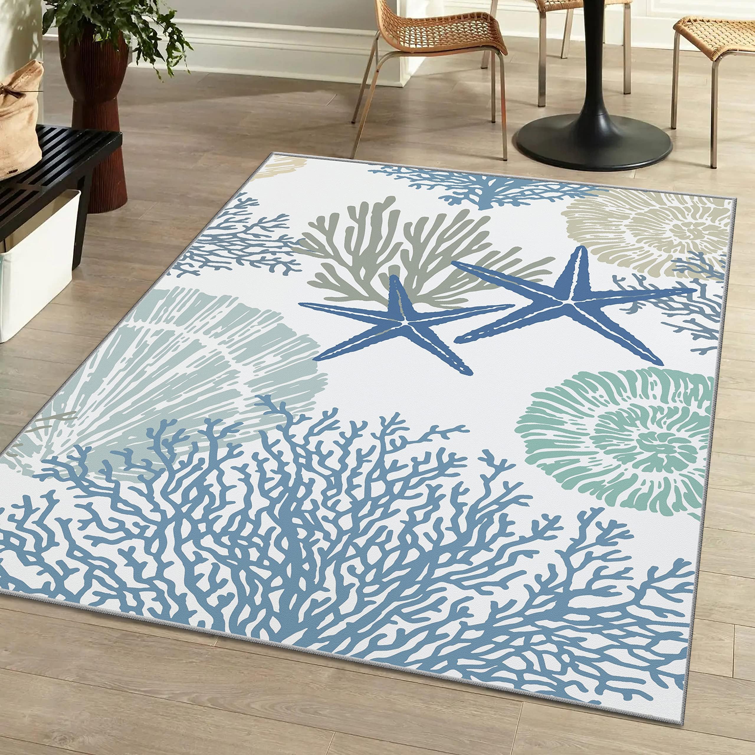 Amazon.com: Tritard Coastal Area Rugs Nautical Beach Themed Non-Slip ...