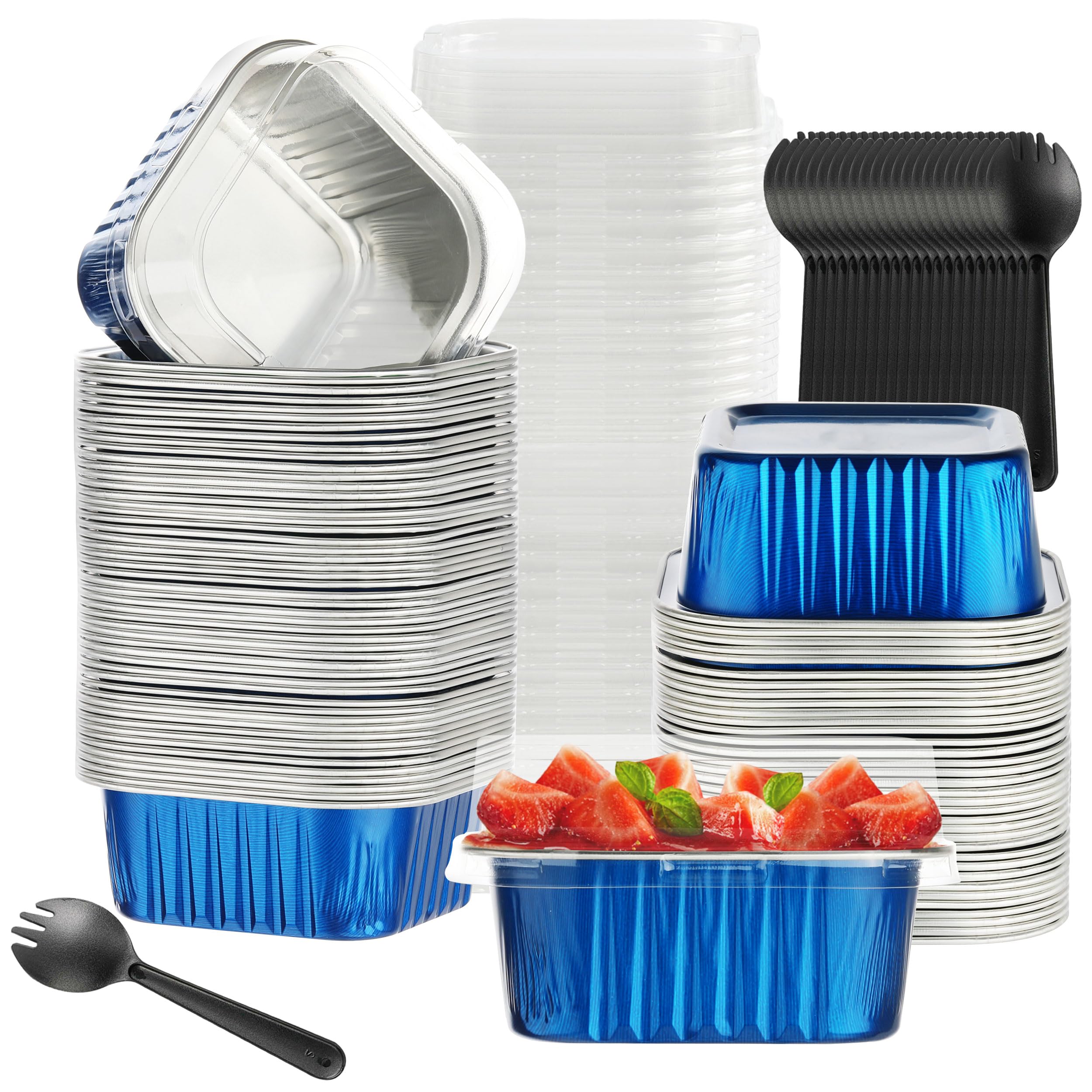 Amazon.com: Individual Cake Pans with Lids, BAKINGPAK 50PCS 5OZ Cupcake ...