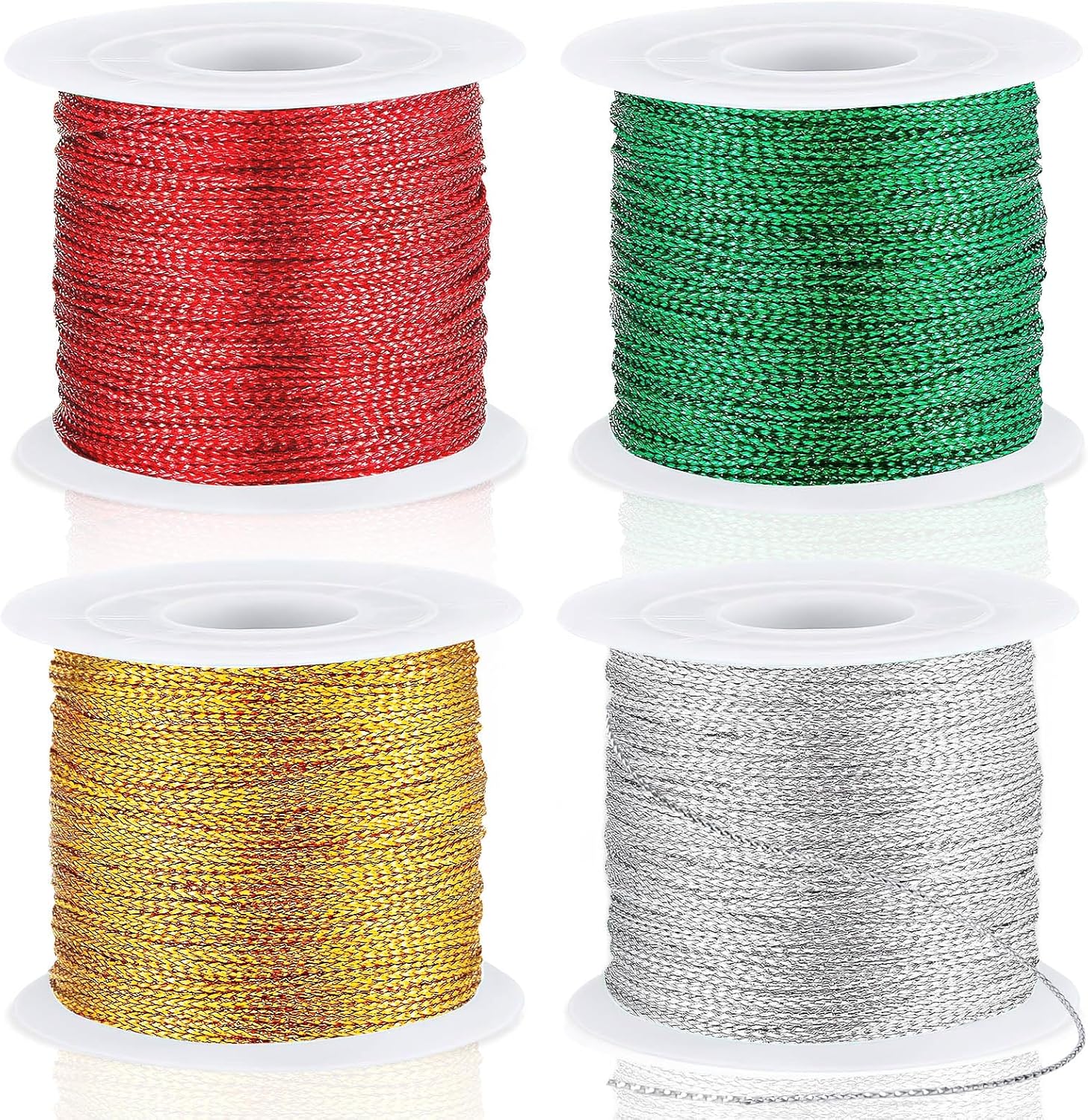 Amazon.com: JUNEBRUSHS 440 Yards Christmas Metallic Cord Ornament ...