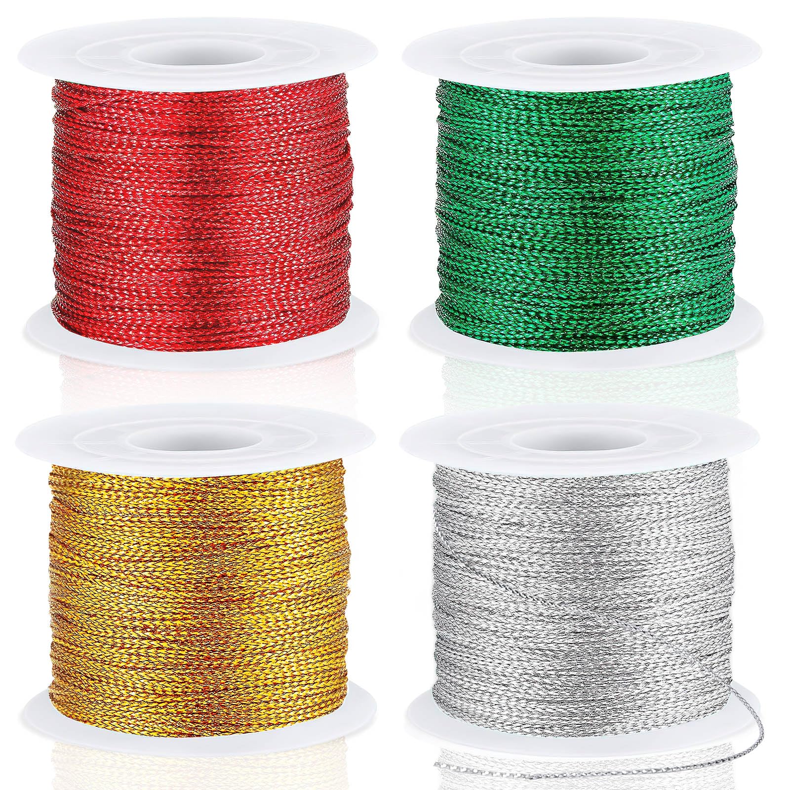 Amazon.com: JUNEBRUSHS 440 Yards Christmas Metallic Cord Ornament ...