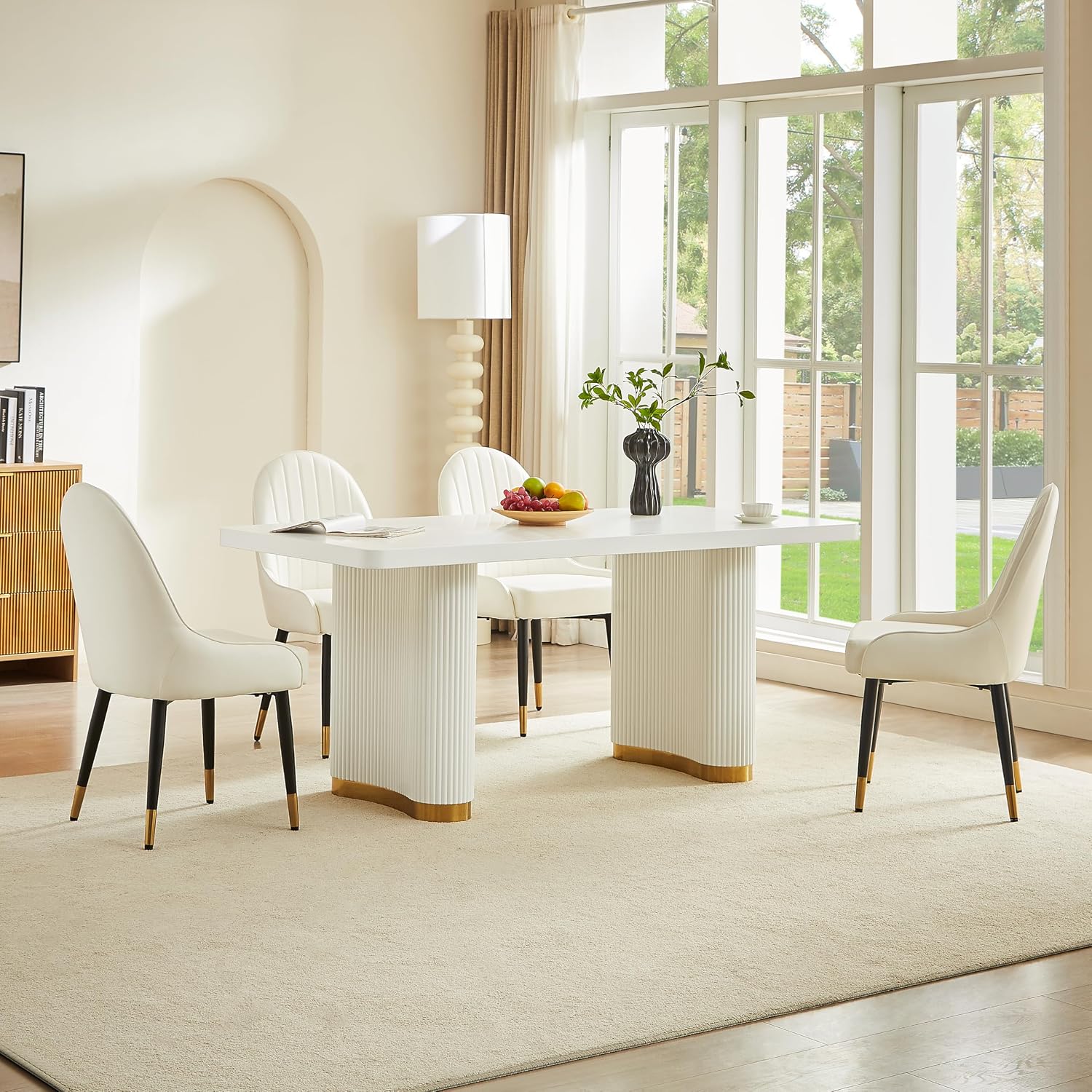 Amazon.com - White Wood Modern Dining Table for 2, 4, 6 Persons ...