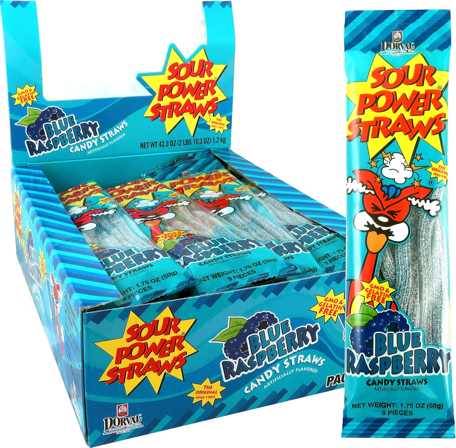 Amazon.com : Sour Power Candy Straws, Blue Raspberry, 1.75 oz (Pack of ...