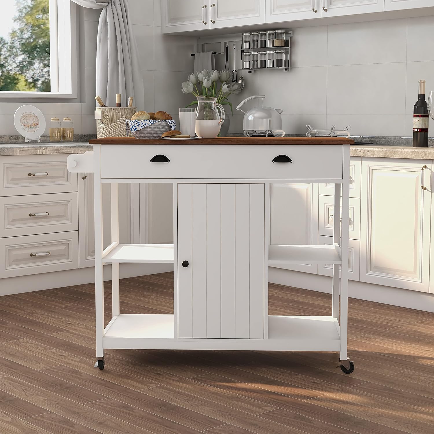 Amazon.com: VOJU Kitchen Island Cart with Lockable Wheel, Rolling ...