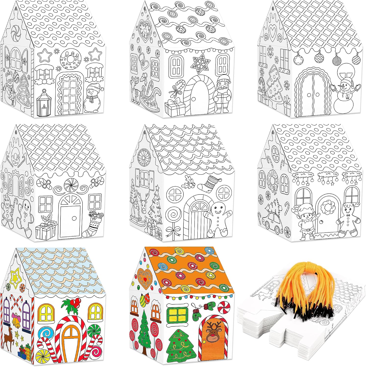 Amazon.com: 80UncleKimby 25Sets Christmas Gingerbread House Coloring ...