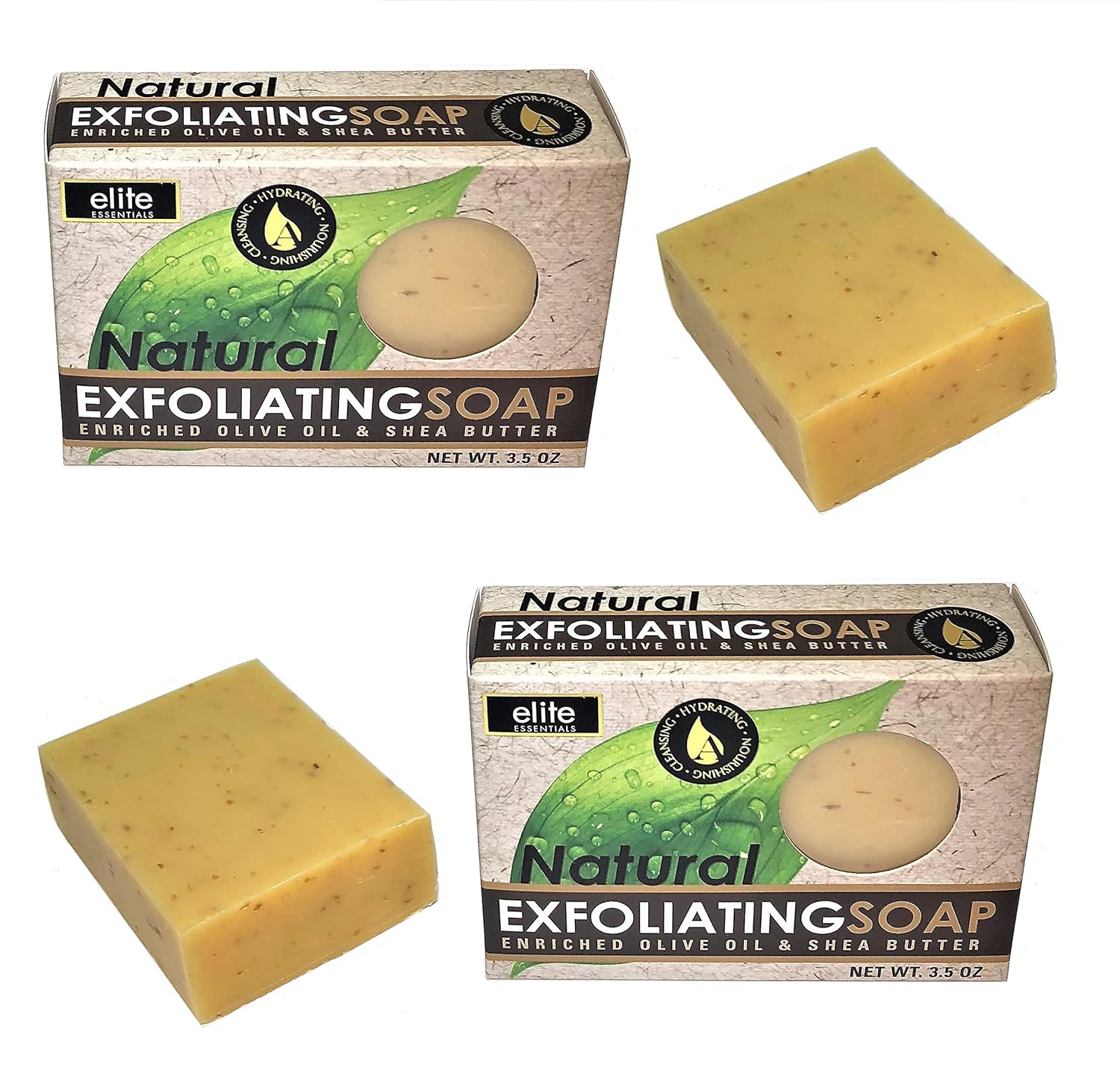 Amazon.com : Natural Exfoliating Soap Bar 3.5 Oz.- Enriched in Olive ...