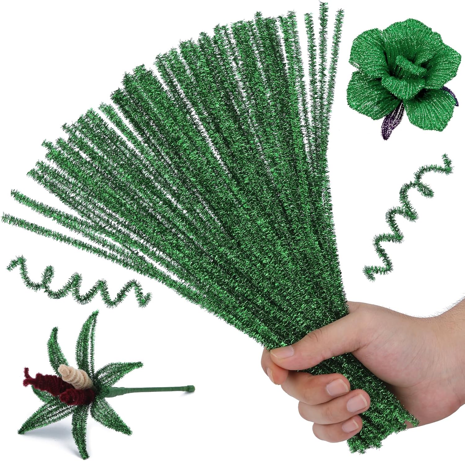 Amazon.com: Hssugi Green Pipe Cleaners, 100PCS Pipe Cleaners Craft ...