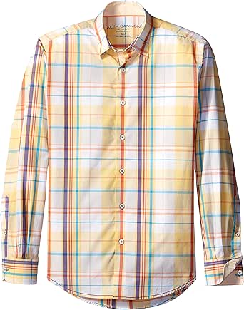 Amazon.com: Alex Cannon Men's Modern Plaid Sportshirt, Yellow, Small ...