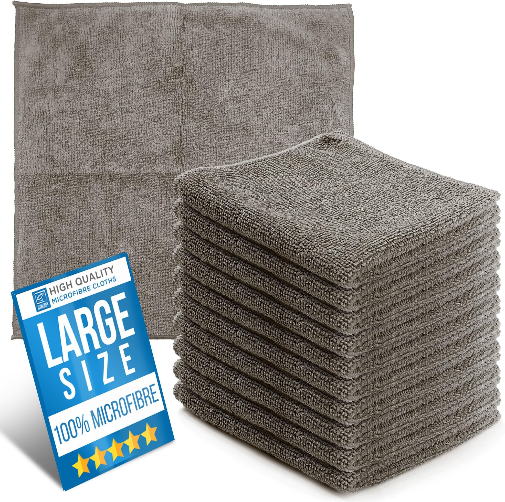 10+1 free glass cloth, 40x40cm IGADCloth, Grey Microfibre Cleaning ...