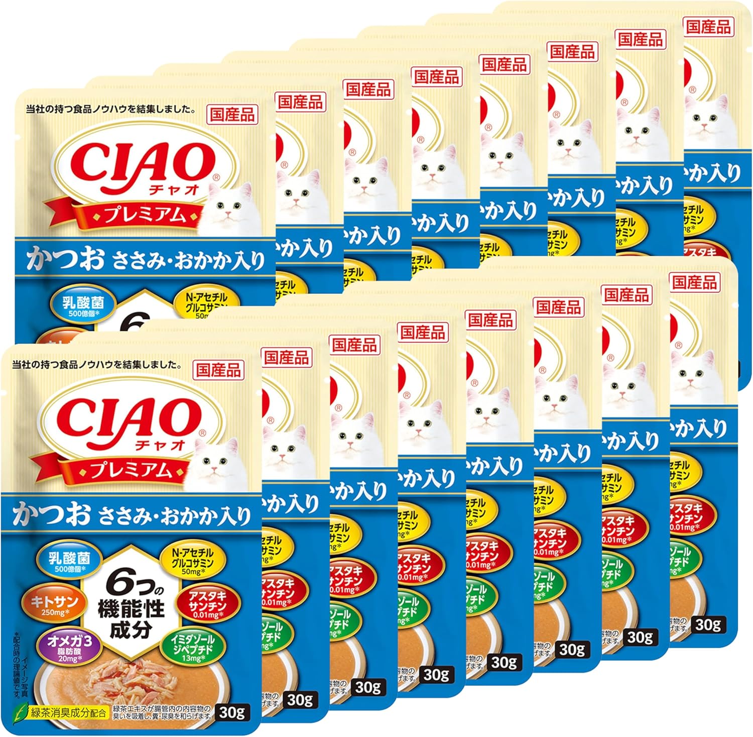 Amazon | チャオ (CIAO) CIAO (チャオ) プレミアム かつお ささみ・おかか入り 30g×16袋 (ボール販売) 猫 | チャオ (CIAO) | 餌やり・水やり用品 通販