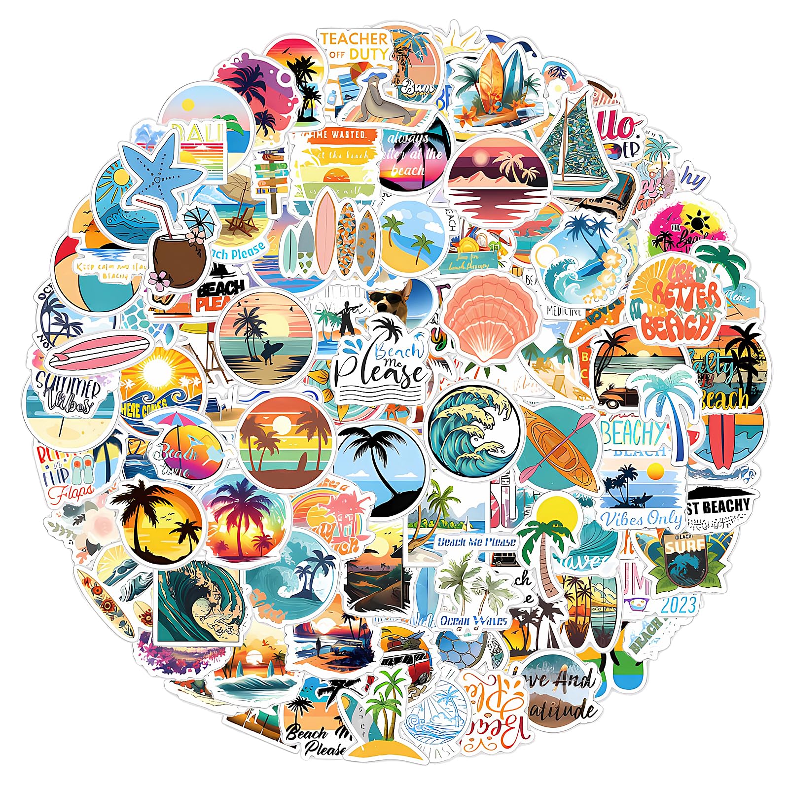 TIESOME 120Pcs Summer Beach Stickers Surfing Stickers Hawaii Beach ...