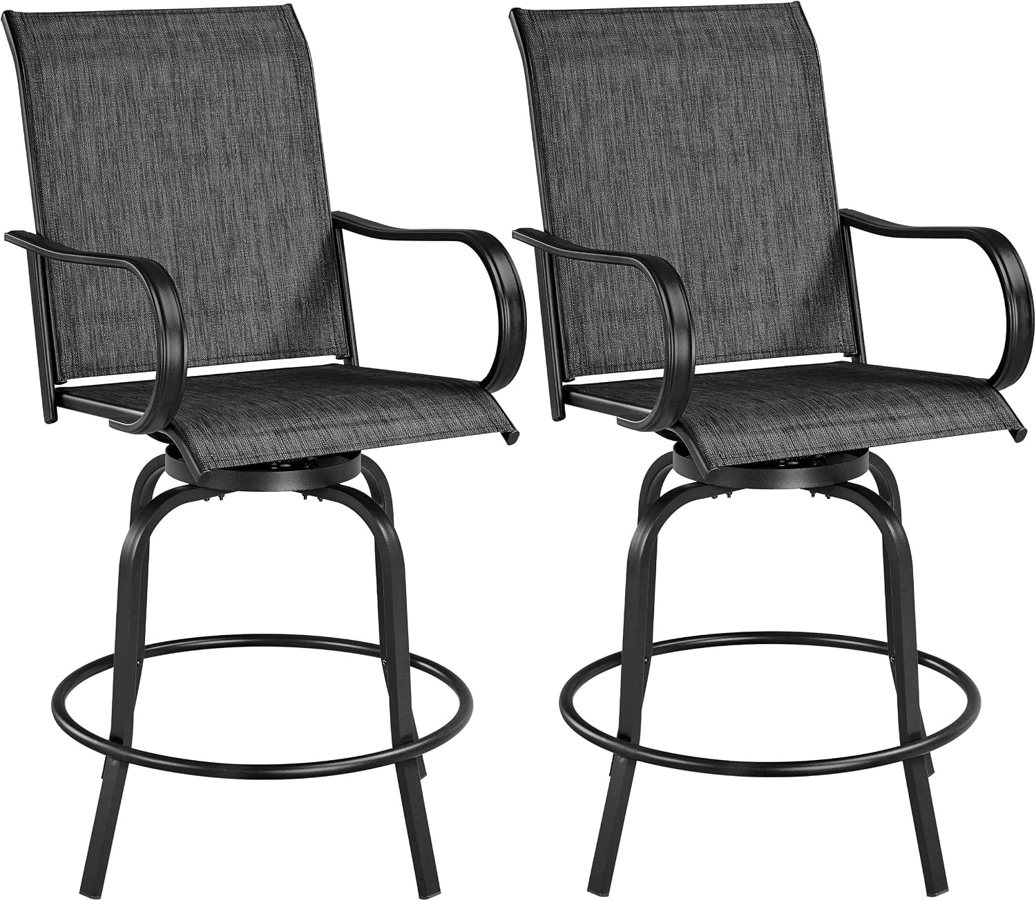 Amazon.com: Yaheetech Patio Swivel Bar Stools Outdoor Chairs Set of 2 ...