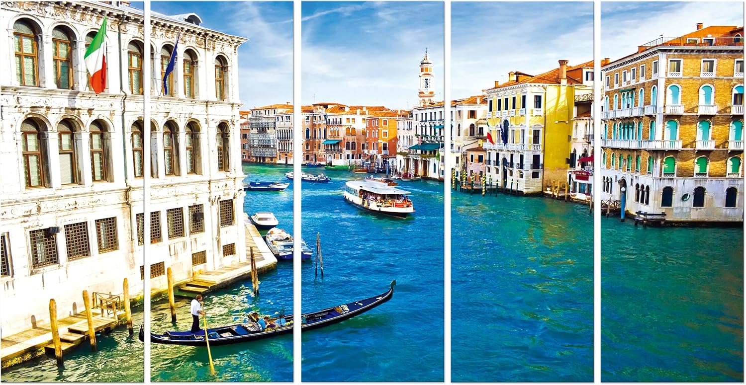 Amazon.com: DigiArt Decor Venice Ready to Hang Set of 5 Wall Art Print ...