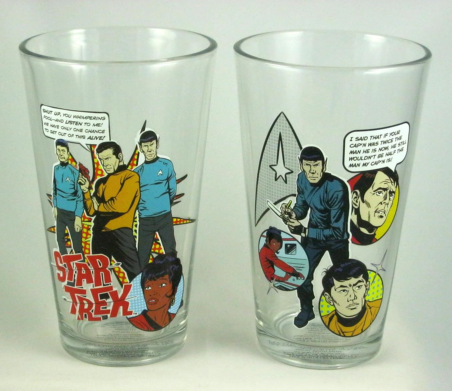 Amazon.com | Star Trek the Original Series Set of Two 16 Oz. Glasses ...