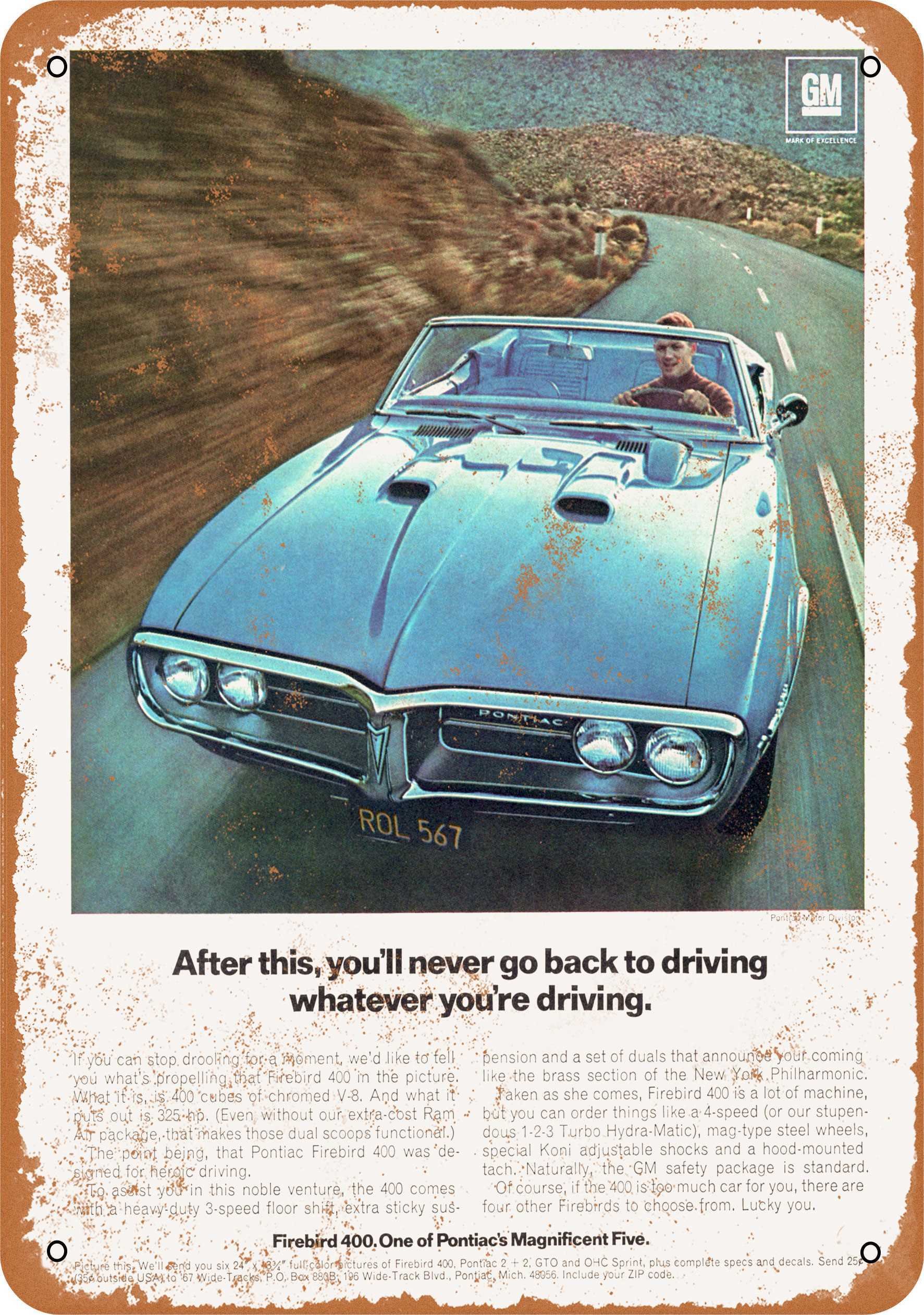 Amazon.com: RetroRust 7 x 10 METAL SIGN - 1967 Pontiac Firebird 400 ...