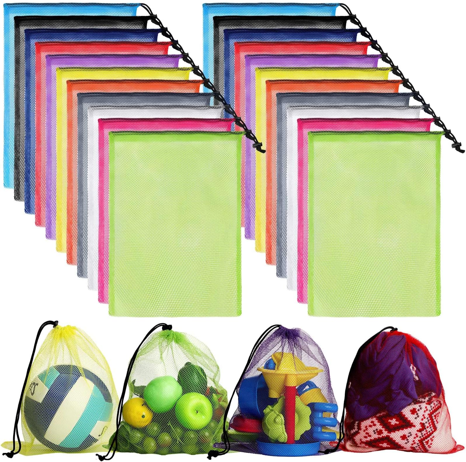 Amazon.com | 44 Pcs Mesh Drawstring Bags 13.78 x 15.75 Inch Large Mesh ...