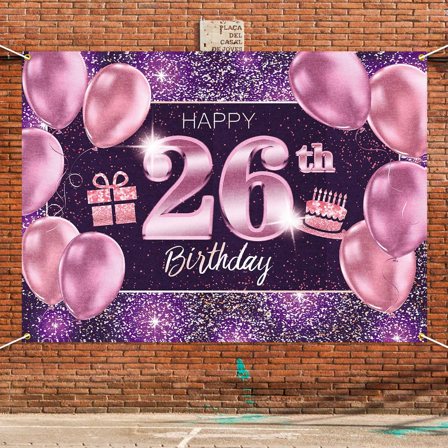 Buy PAKBOOM Happy 26th Birthday Banner Backdrop - 26 Birthday Party ...