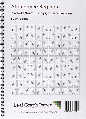 Leaf Graph A4 Attendance Register, School Class Mark Wirebound Book, 50 ...
