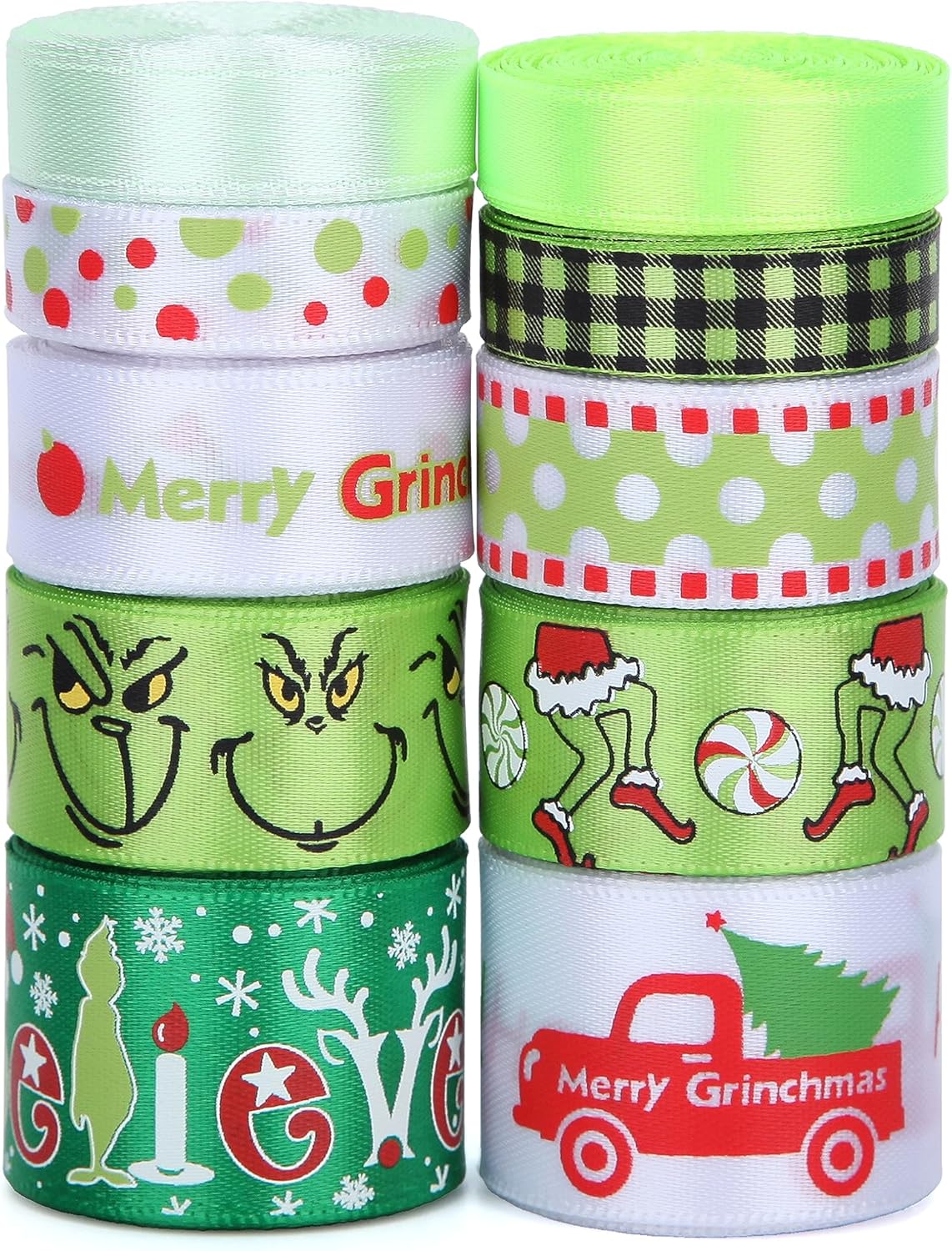 Amazon.com: Meseey Red & Green Satin Ribbon - 10 Rolls, 50 Yards ...