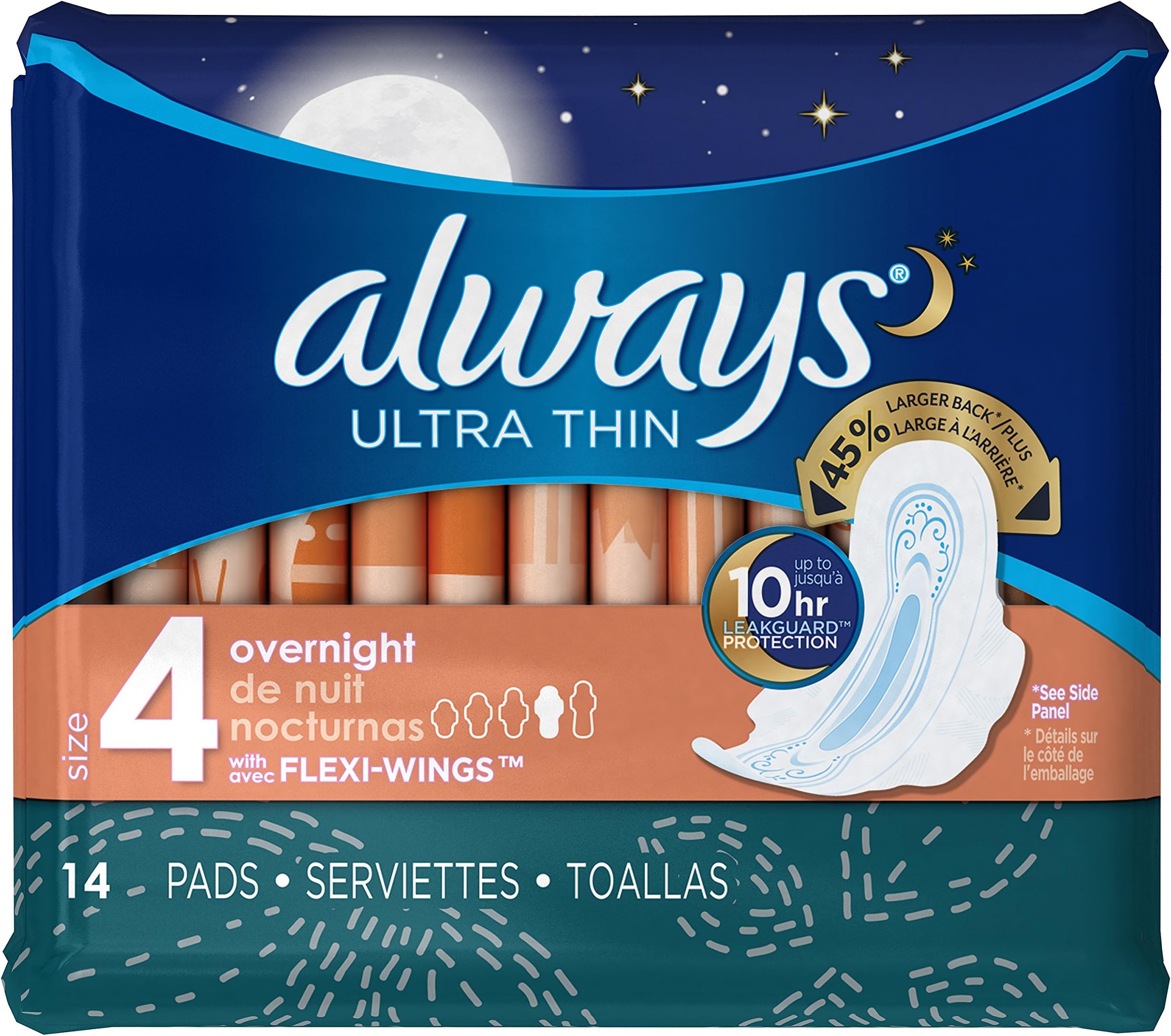 Amazon.com: Always Ultra Thin Overnight Pads with Wings, Size 4 ...
