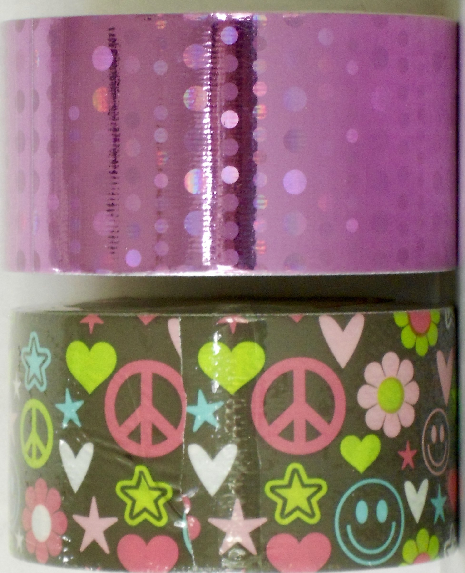 Buy 2 Rolls Peace Symbol Pattern and Metallic/Hologram Style Duct Tape ...