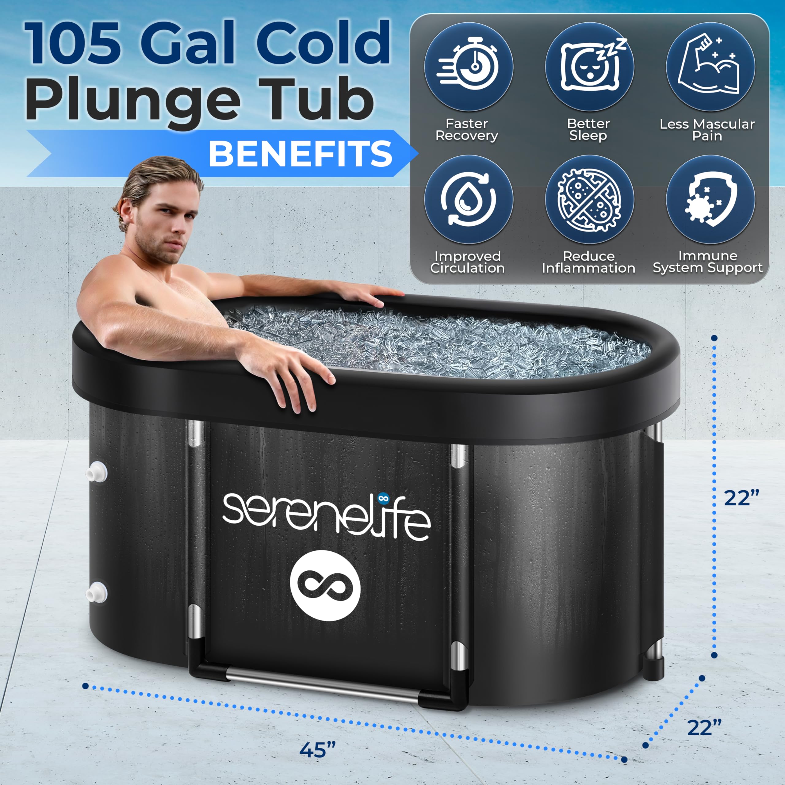 Snapklik.com : SereneLife 105 Gallon Insulated Oval Ice Bath Tub For ...