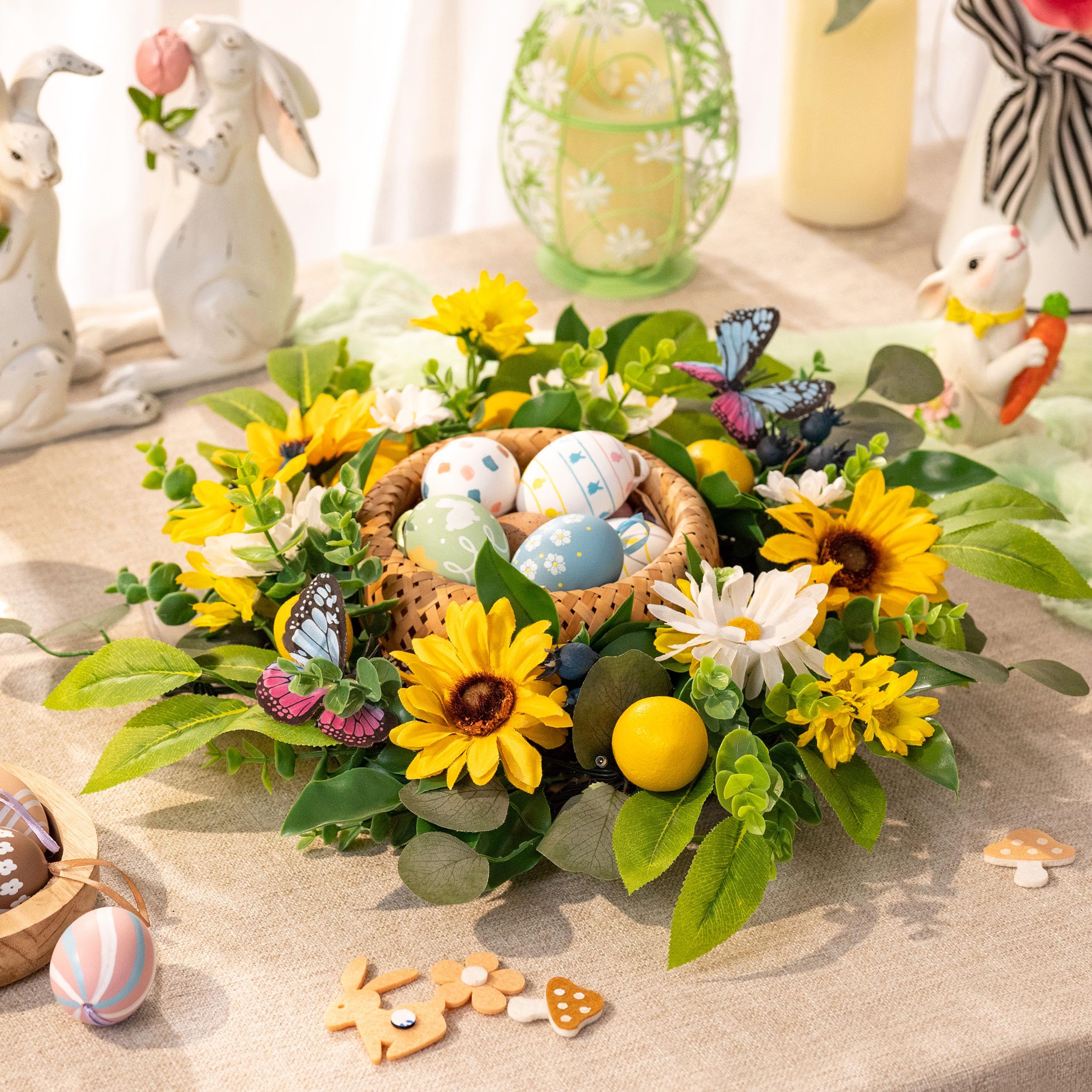 Valery Madelyn Pre-Lit Spring Sunflower Wreath for Front Door with ...