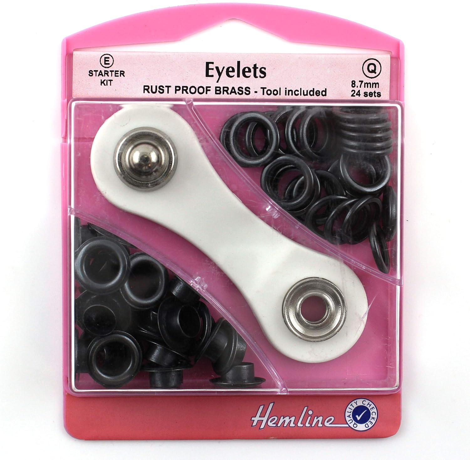 Hemline Black Eyelet Starter Kit 8.7mm (24 sets) With Metal Grommet ...