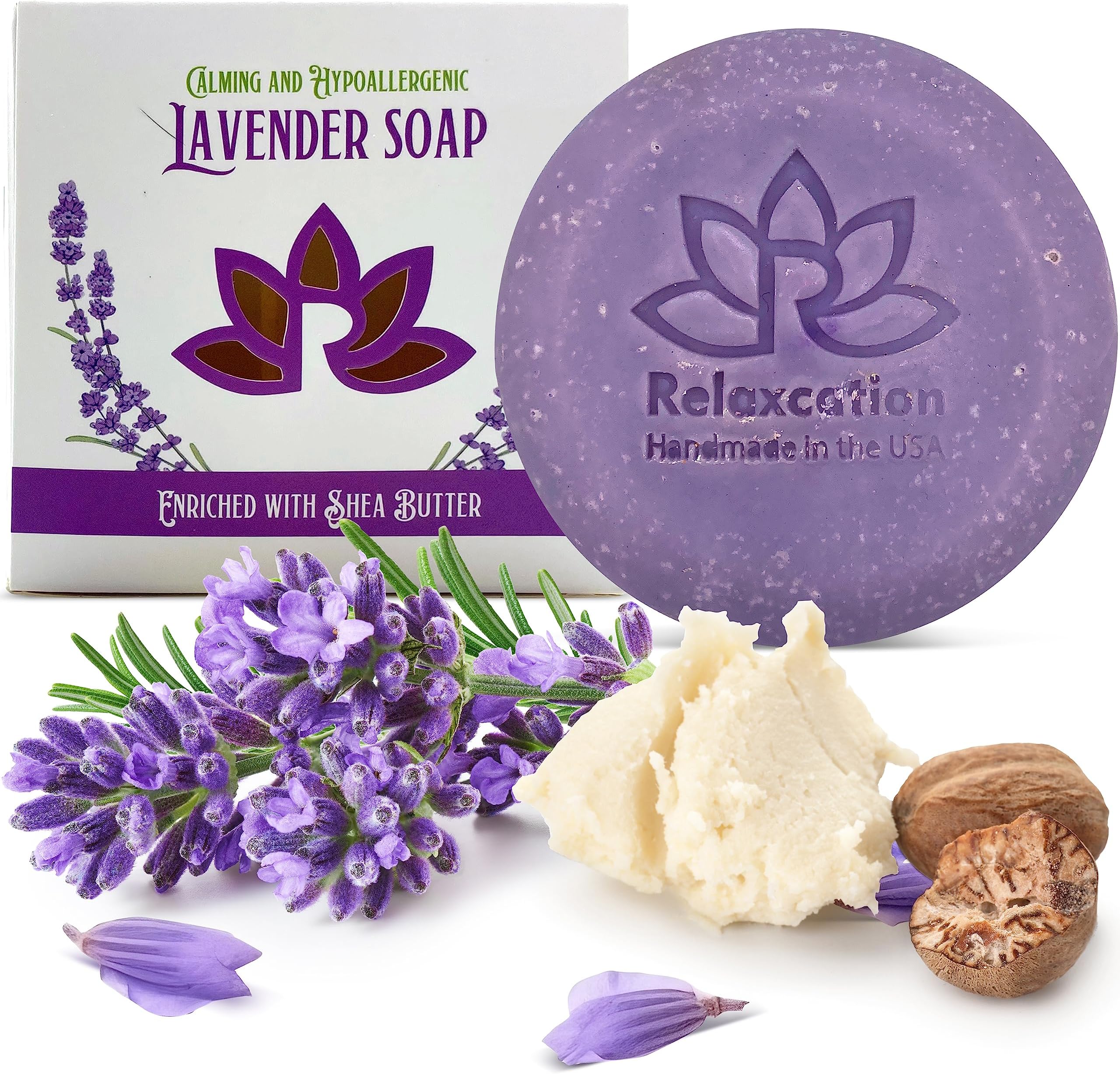 Amazon.com : Natural Lavender Soap Bar with Essential Lavender Oil and ...