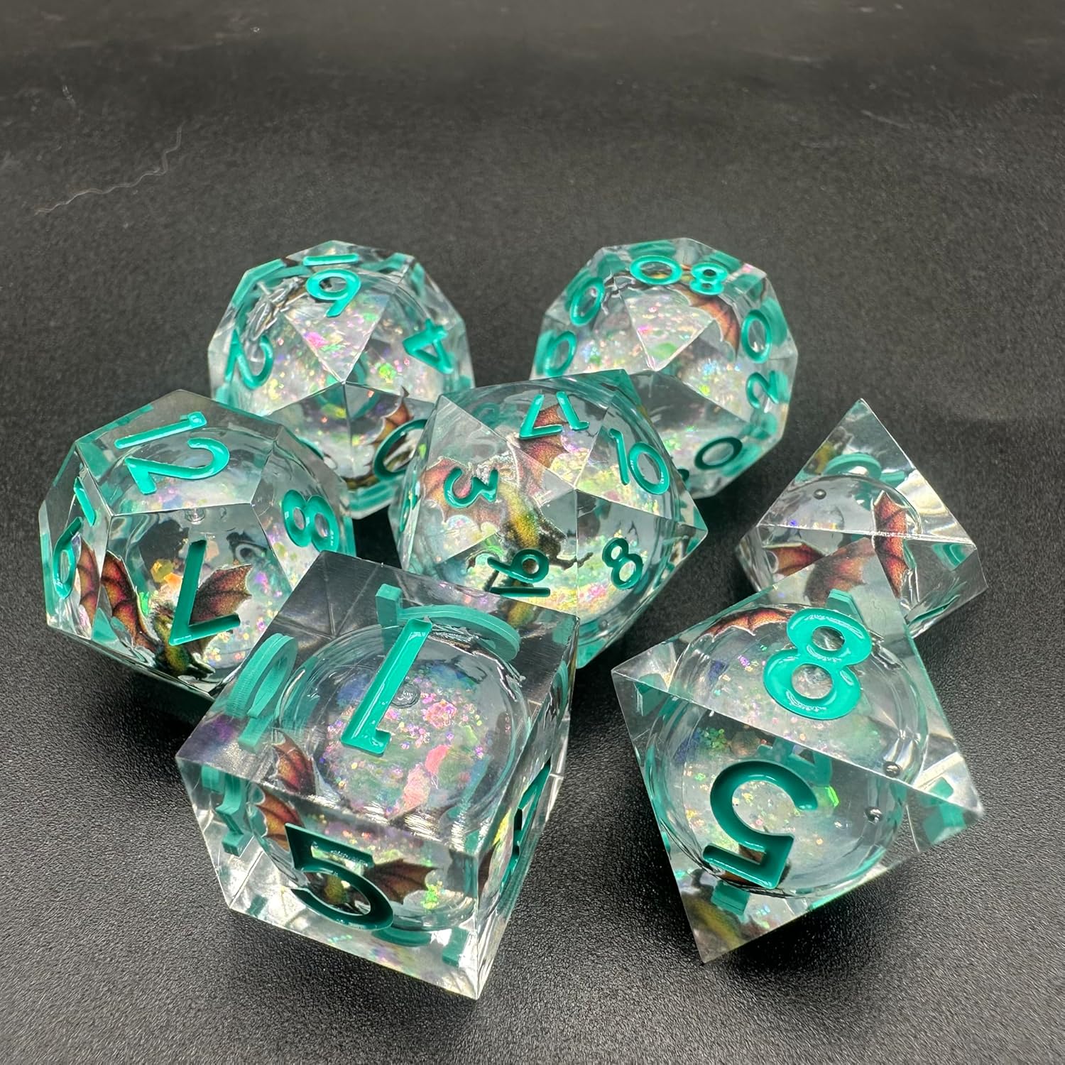 Amazon.com: DNDND Shinny Liquid Core Dice Set | 7-Piece Sharp Edge D&D ...