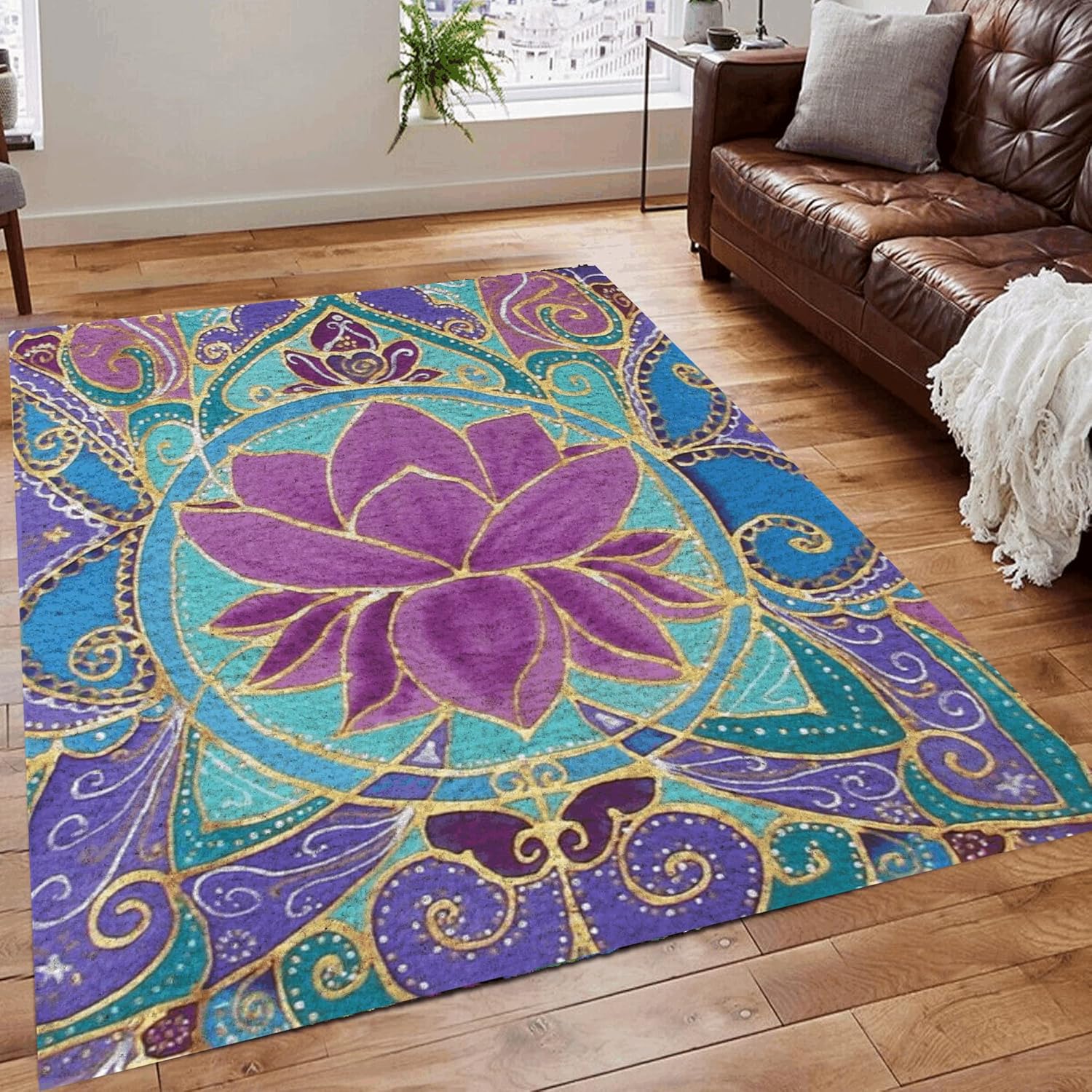 Amazon.com: SATIGI Purple Lotus Flower Meditation Area Rug, Meditation ...